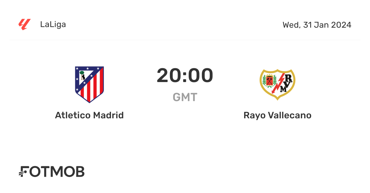 Atletico Madrid vs Rayo Vallecano - live score, predicted lineups and H2H stats