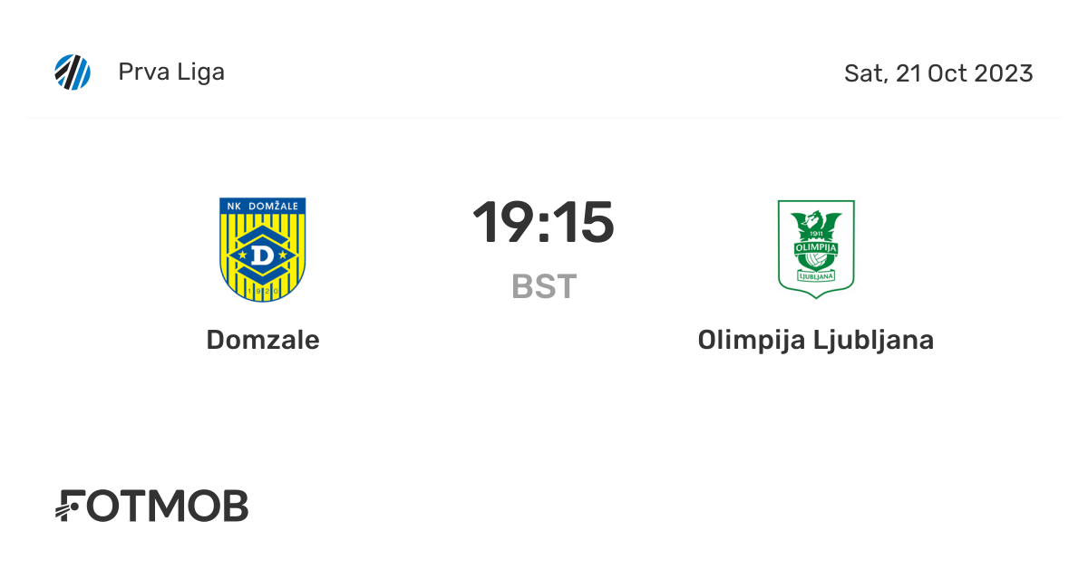 Domzale vs Olimpija Ljubljana - live score, predicted lineups and H2H ...