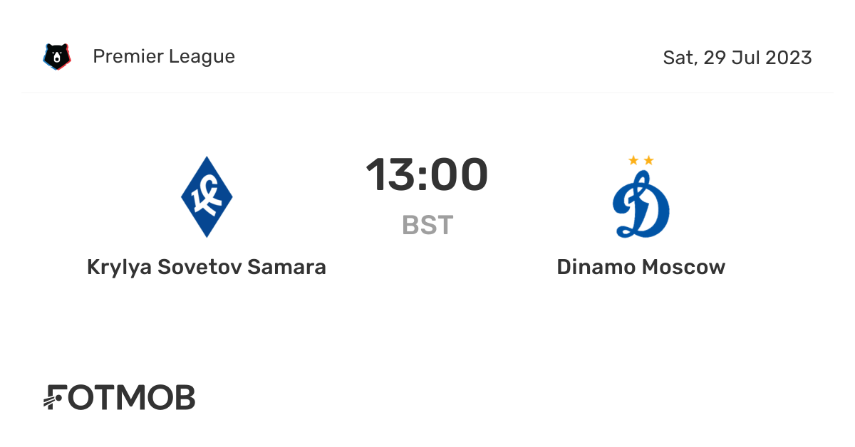 Krylya Sovetov Samara vs Dinamo Moscow - live score, predicted lineups and H2H stats.