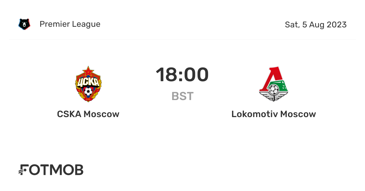 CSKA Moscow vs Lokomotiv Moscow - live score, predicted lineups and H2H stats.