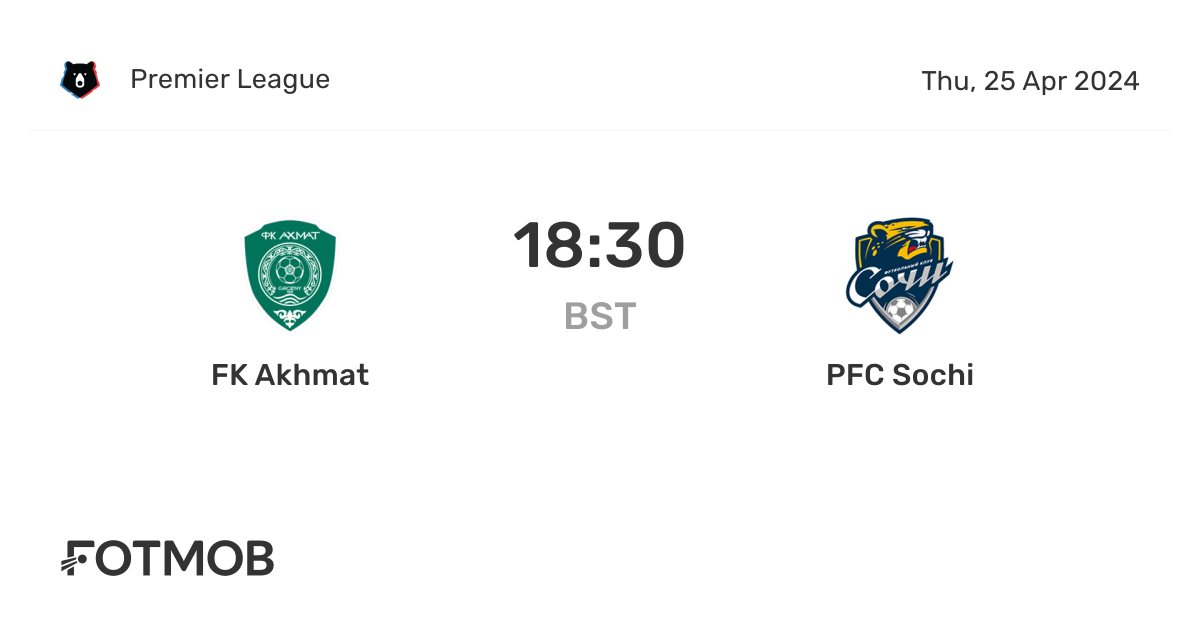 FK Akhmat vs PFC Sochi - live score, predicted lineups and H2H stats