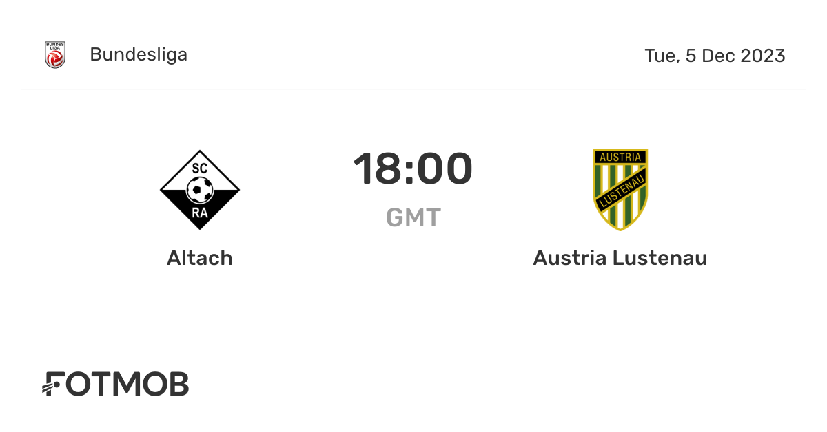 Altach vs Austria Lustenau - live score, predicted lineups and H2H stats.