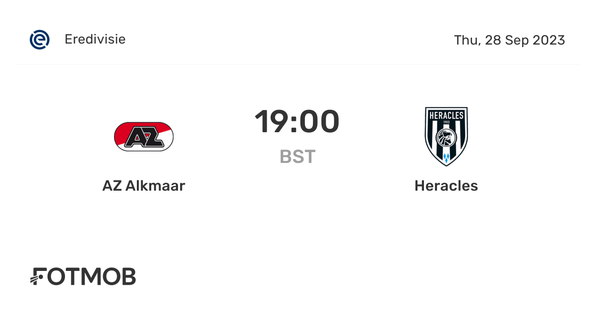AZ Alkmaar vs Heracles - live score, predicted lineups and H2H stats.