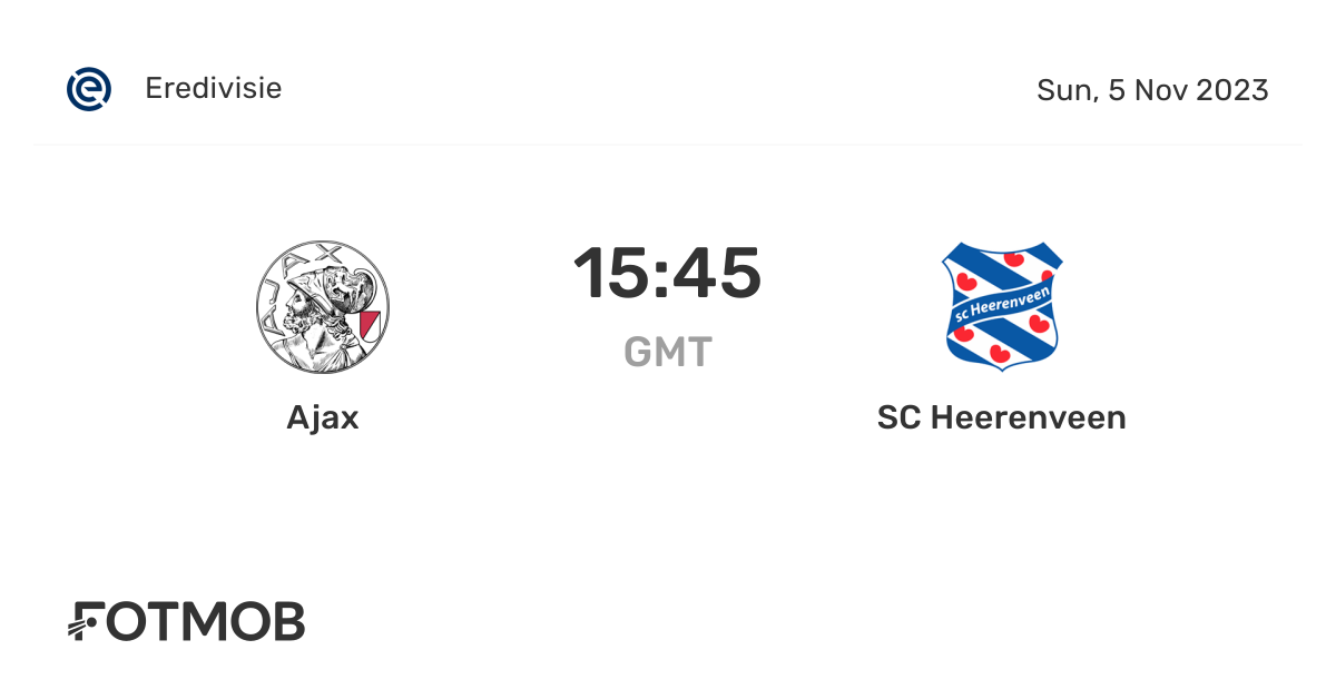 Ajax vs SC Heerenveen - live score, predicted lineups and H2H stats.