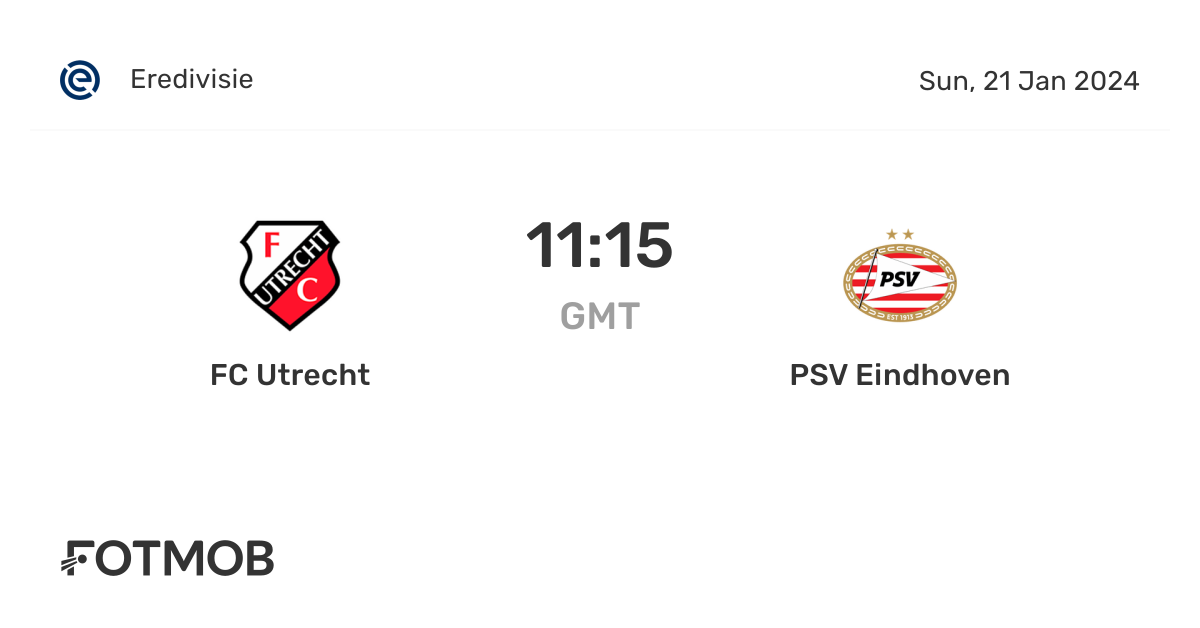 FC Utrecht vs PSV Eindhoven - live score, predicted lineups and H2H stats