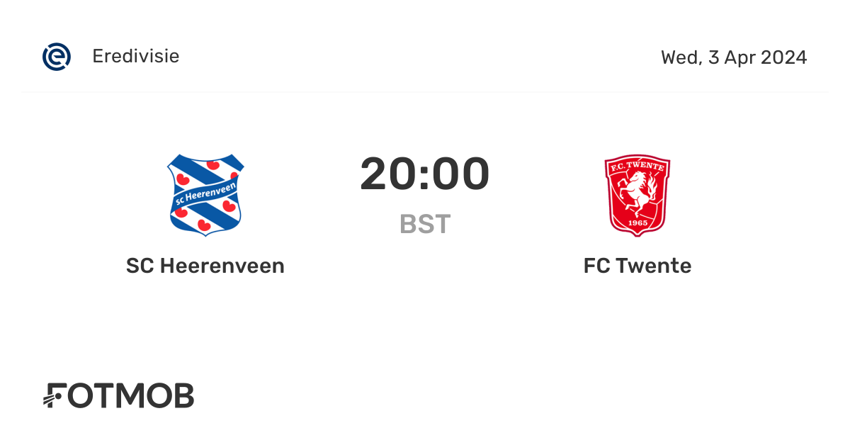 SC Heerenveen tegen FC Twente - live score, voorspelde opstellingen en H2H-statistieken