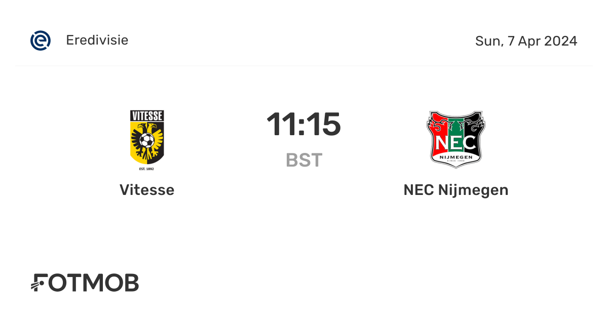 Vitesse vs NEC Nijmegen - live score, predicted lineups and H2H stats