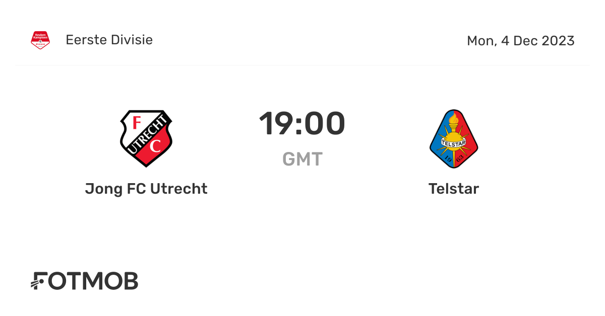 Jong FC Utrecht vs Telstar - live score, predicted lineups and H2H stats.
