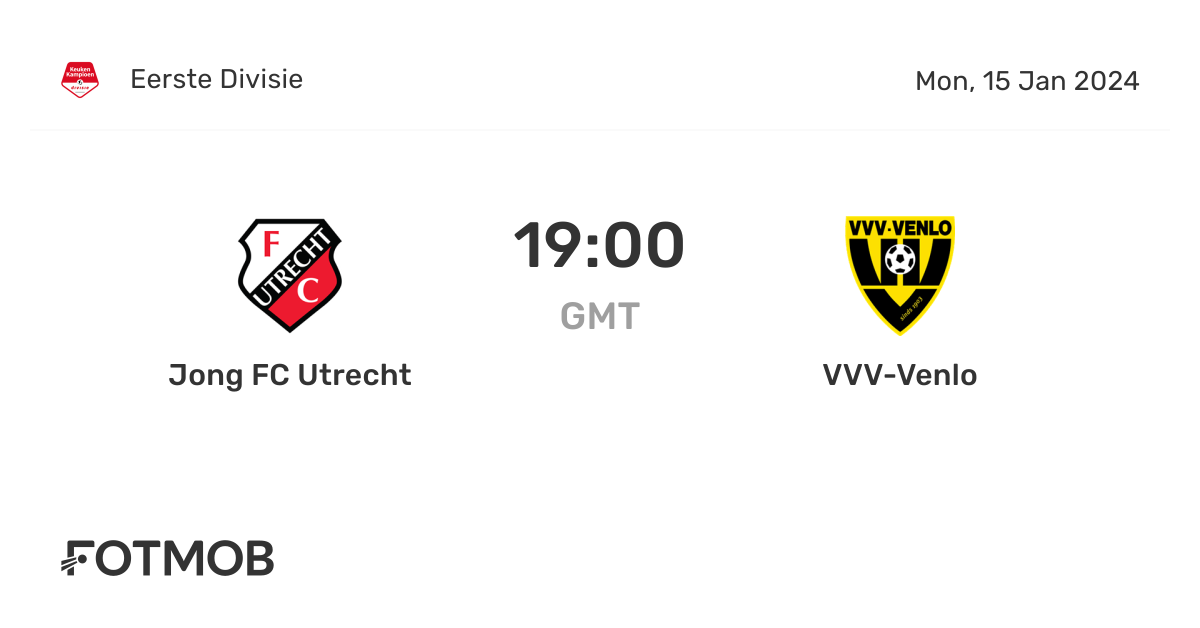 Jong FC Utrecht tegen VVV-Venlo - live score, voorspelde opstellingen en H2H-statistieken