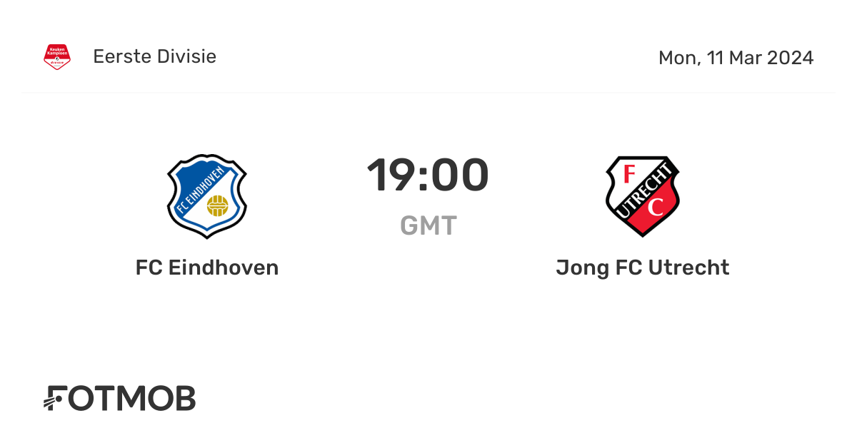 FC Eindhoven tegen Jong FC Utrecht - live score, voorspelde opstellingen en H2H-statistieken