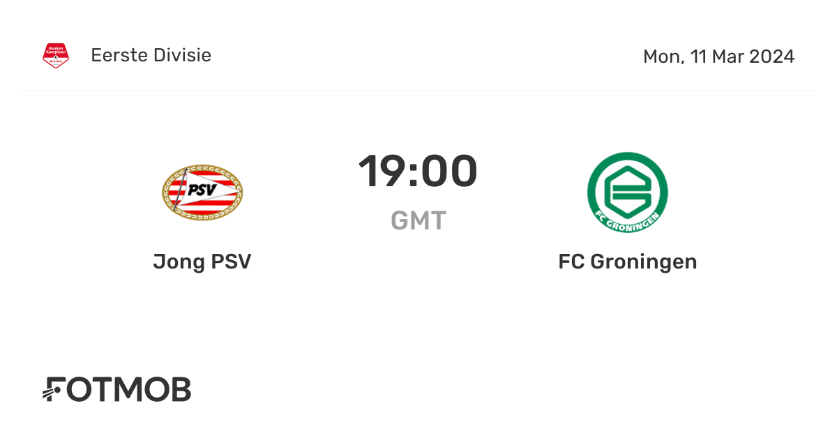 Jong PSV vs FC Groningen - live score, predicted lineups and H2H stats