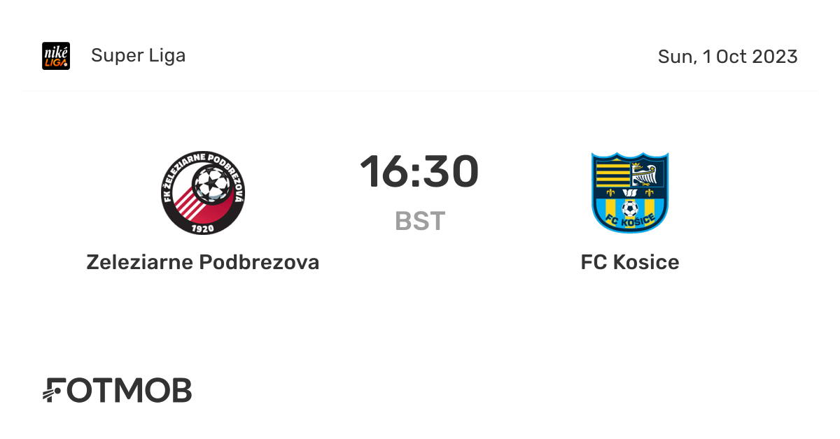 Zeleziarne Podbrezova vs FC Kosice - live score, predicted lineups and ...