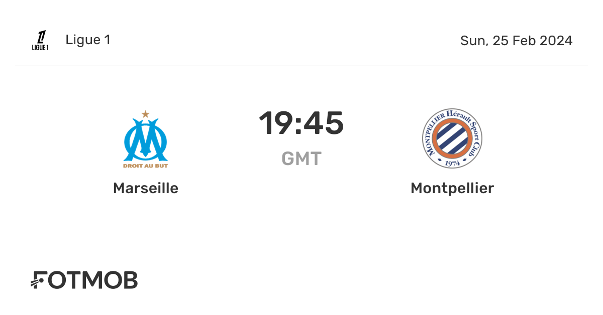 Marseille 대 Montpellier 실시간 점수 예상 스타팅 라인업 및 H2h 통계