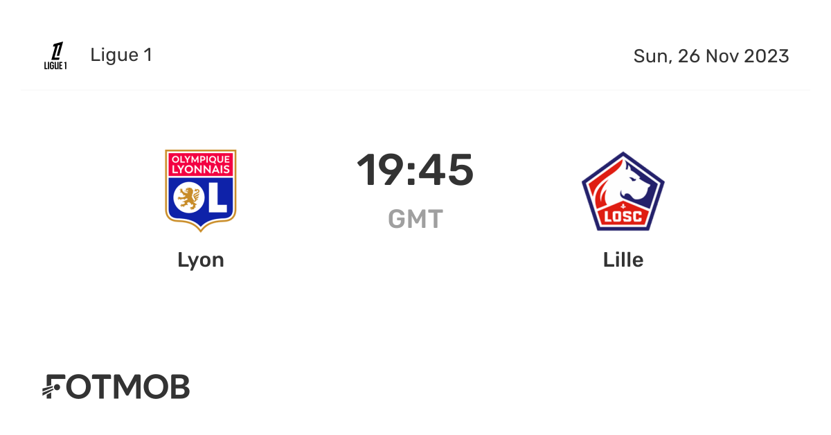 Lyon vs Lille - live score, predicted lineups and H2H stats.