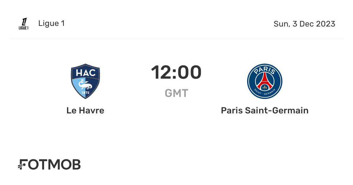 Le Havre vs Paris Saint-Germain - live score, predicted lineups and H2H stats.