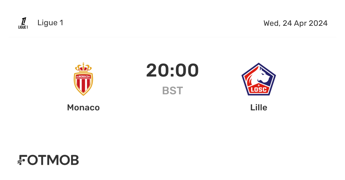 Monaco vs Lille - live score, predicted lineups and H2H stats