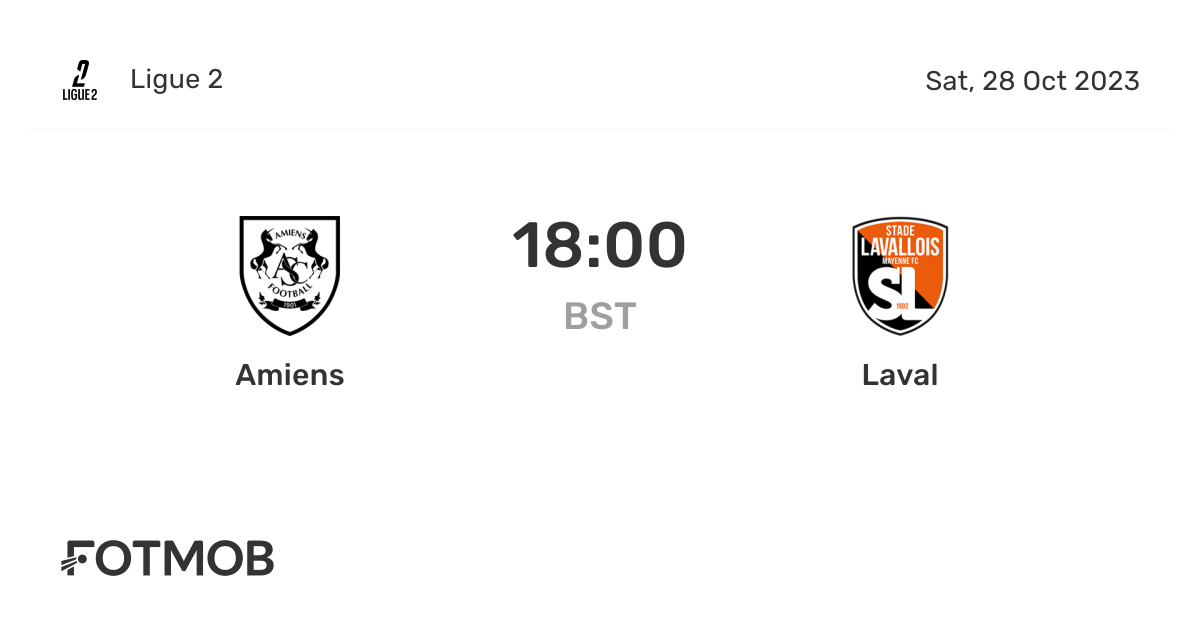 Amiens vs Laval - live score, predicted lineups and H2H stats.