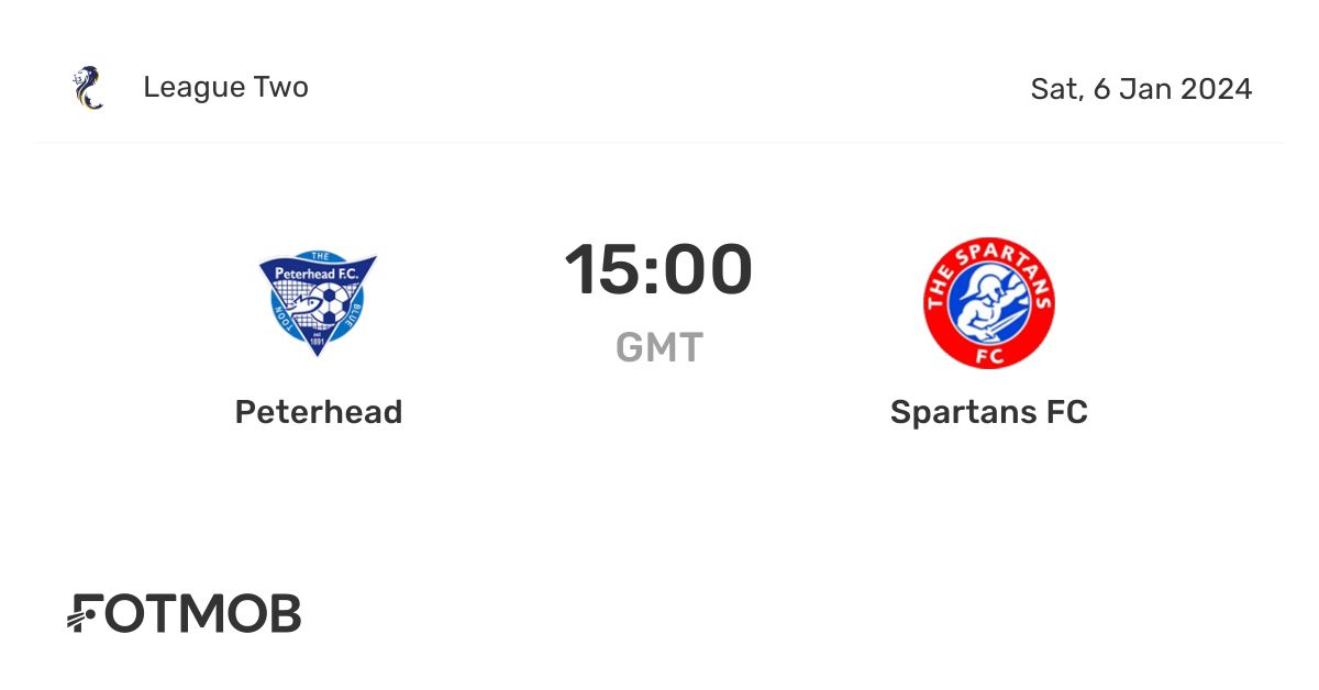 Peterhead vs Spartans FC - live score, predicted lineups and H2H stats