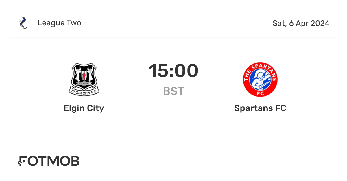 Elgin City vs Spartans FC - live score, predicted lineups and H2H stats