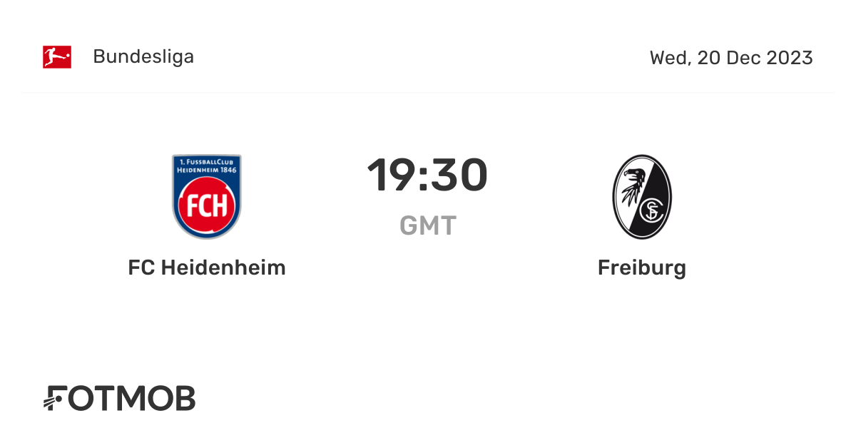 FC Heidenheim vs SC Freiburg - live score, predicted lineups and H2H stats.