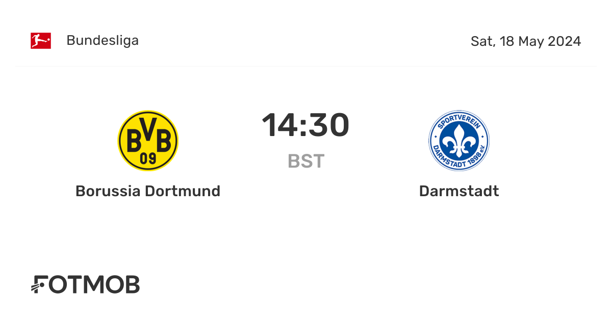 Borussia Dortmund vs Darmstadt - live score, predicted lineups and H2H ...
