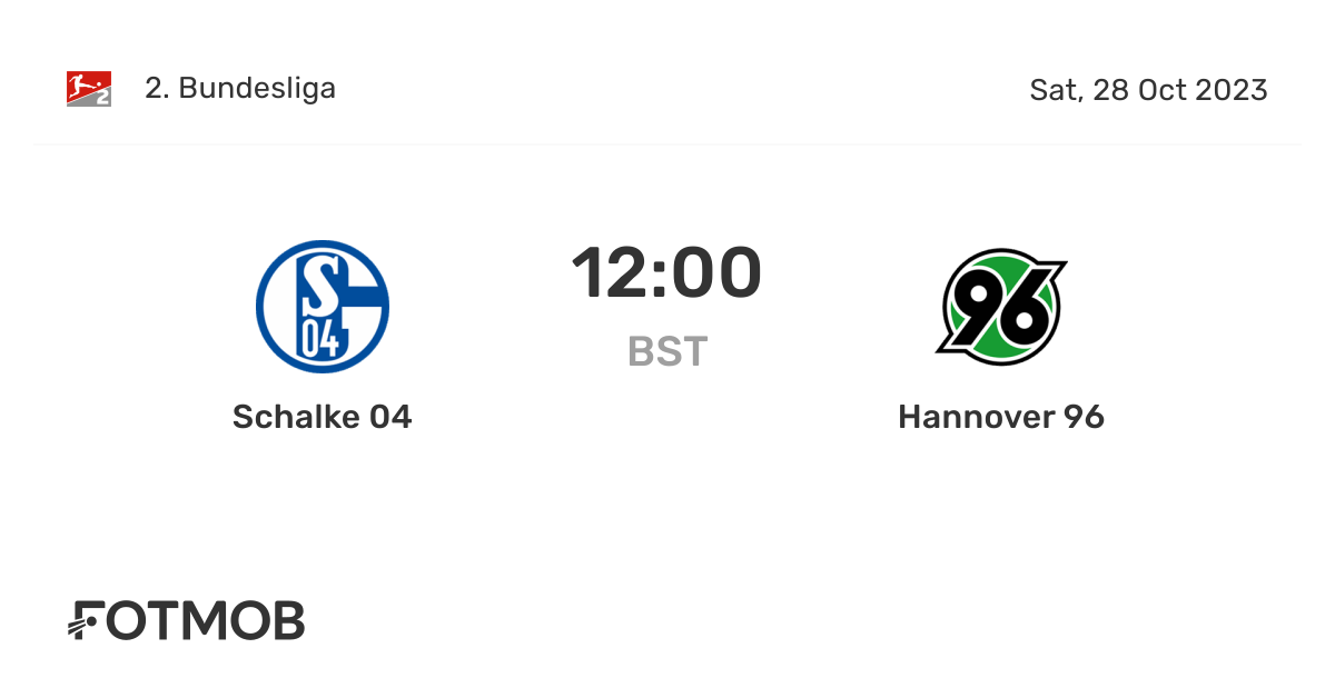 Schalke 04 vs Hannover 96 - live score, predicted lineups and H2H stats.