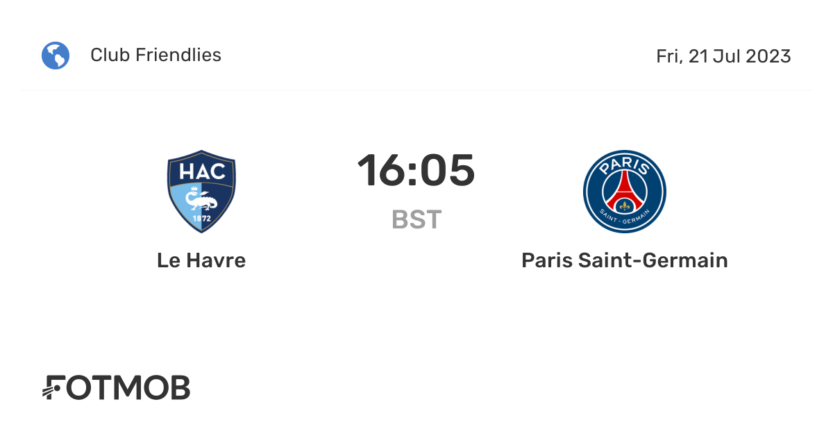 Le Havre vs Paris Saint-Germain - live score, predicted lineups and H2H stats.