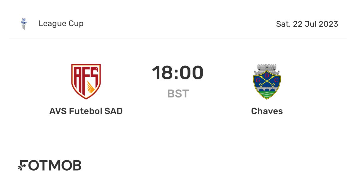 AVS Futebol SAD vs Chaves - live score, predicted lineups and H2H stats