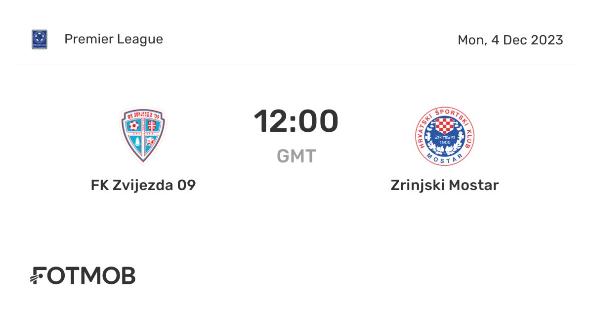 FK Zvijezda 09 vs Zrinjski Mostar - live score, predicted lineups and H2H stats