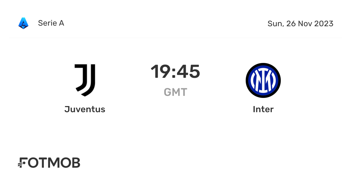 Juventus vs Inter - live score, predicted lineups and H2H stats.