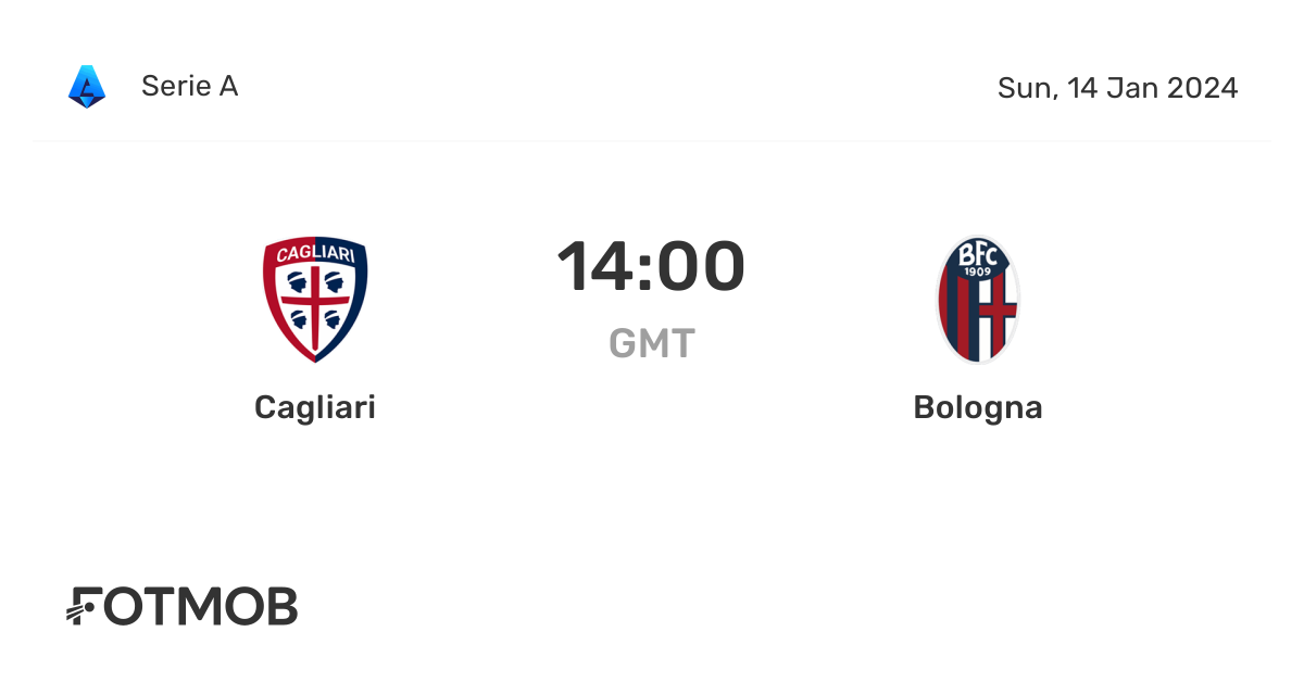 Cagliari 대 Bologna 실시간 점수 예상 스타팅 라인업 및 H2h 통계