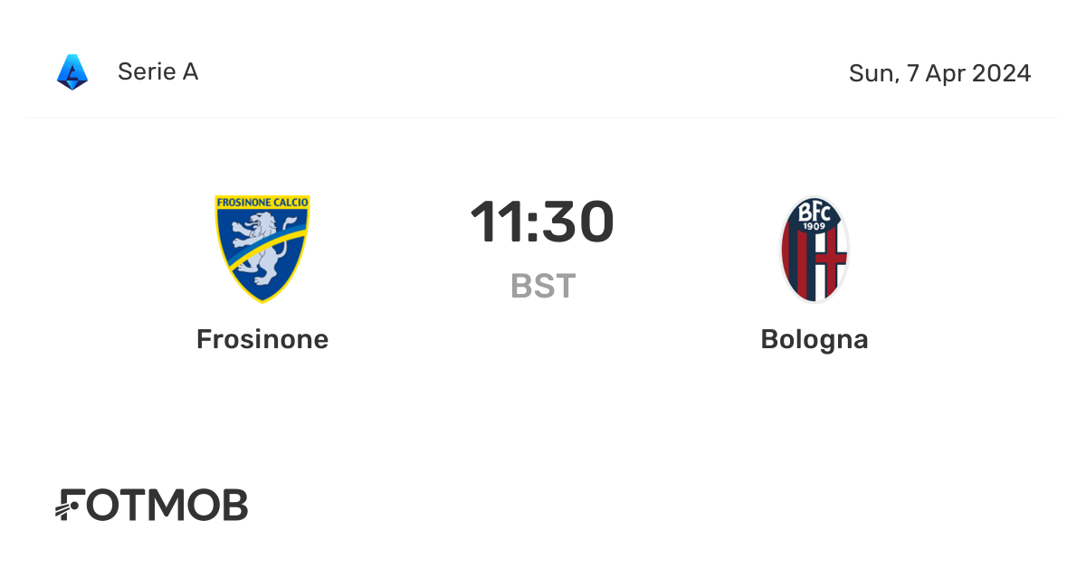 Frosinone 대 Bologna 실시간 점수 예상 스타팅 라인업 및 H2h 통계
