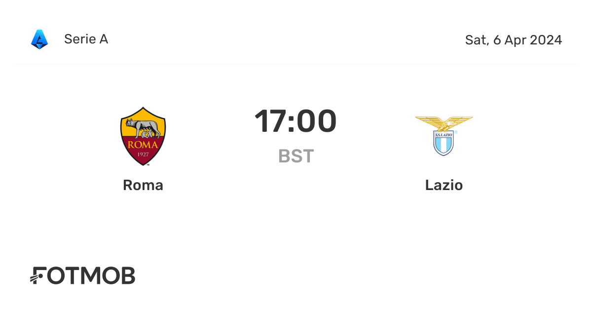 Roma vs Lazio - live score, predicted lineups and H2H stats