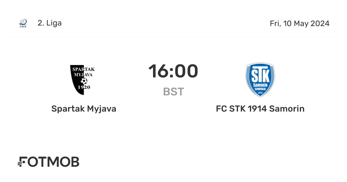 Spartak Myjava vs FC STK 1914 Samorin - live score, predicted lineups ...