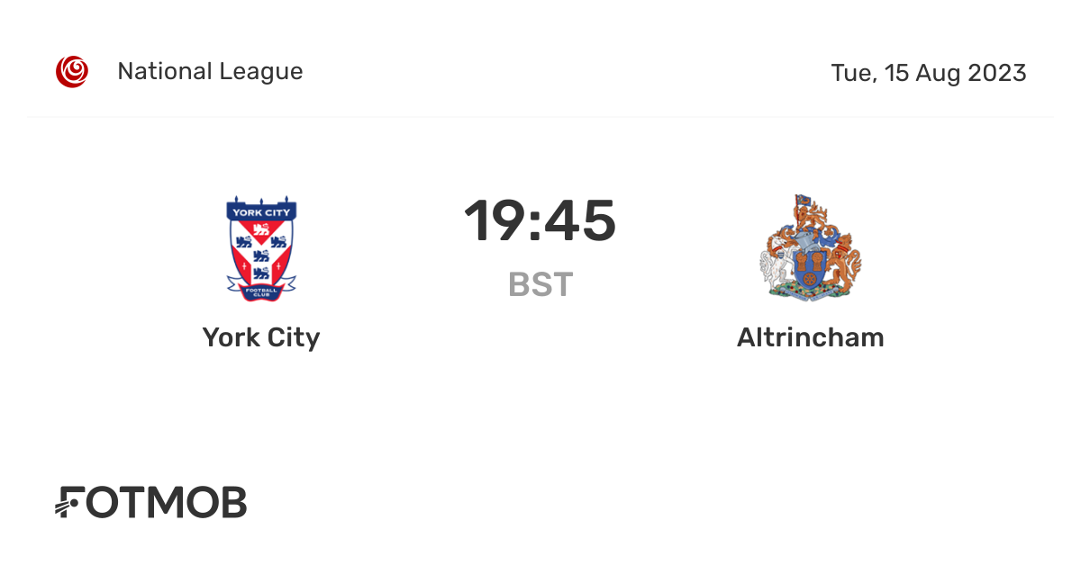 York City vs Altrincham - live score, predicted lineups and H2H stats.