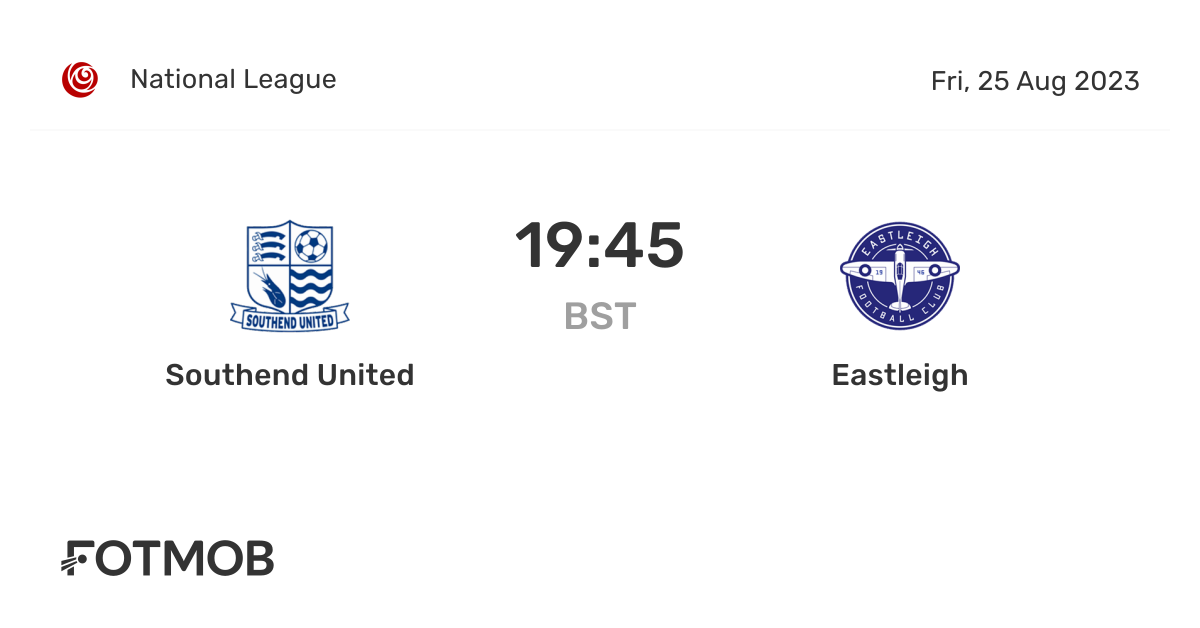 Southend United vs Eastleigh - live score, predicted lineups and H2H stats.