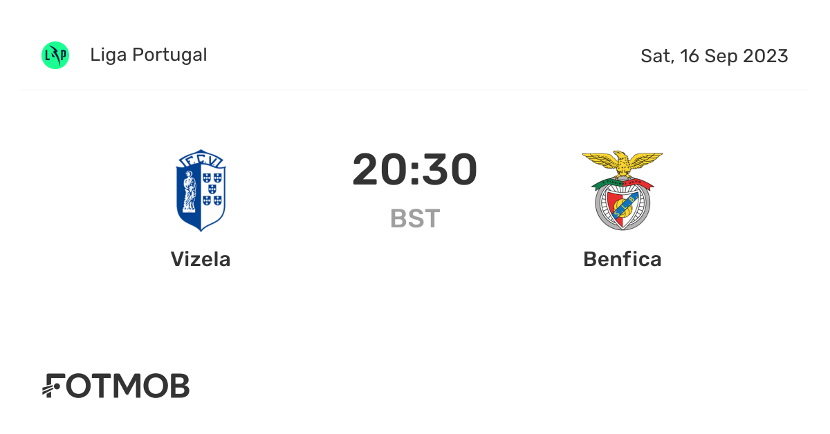 Vizela vs Benfica - live score, predicted lineups and H2H stats.