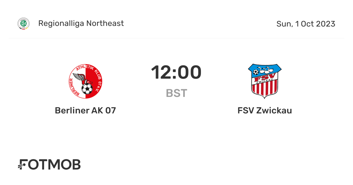 Berliner AK 07 vs FSV Zwickau - live score, predicted lineups and H2H ...