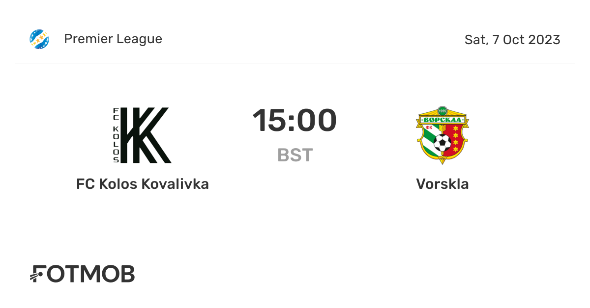 FC Kolos Kovalivka vs Vorskla - live score, predicted lineups and H2H ...