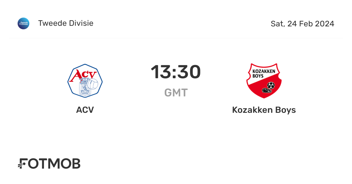 ACV vs Kozakken Boys - live score, predicted lineups and H2H stats
