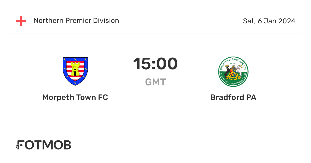 Morpeth Town FC vs Bradford PA - live score, predicted lineups and H2H ...