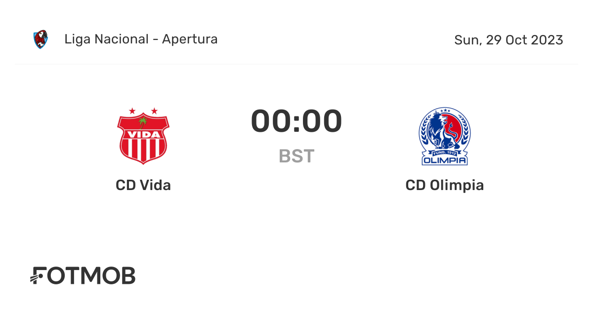 CD Vida vs CD Olimpia - live score, predicted lineups and H2H stats.