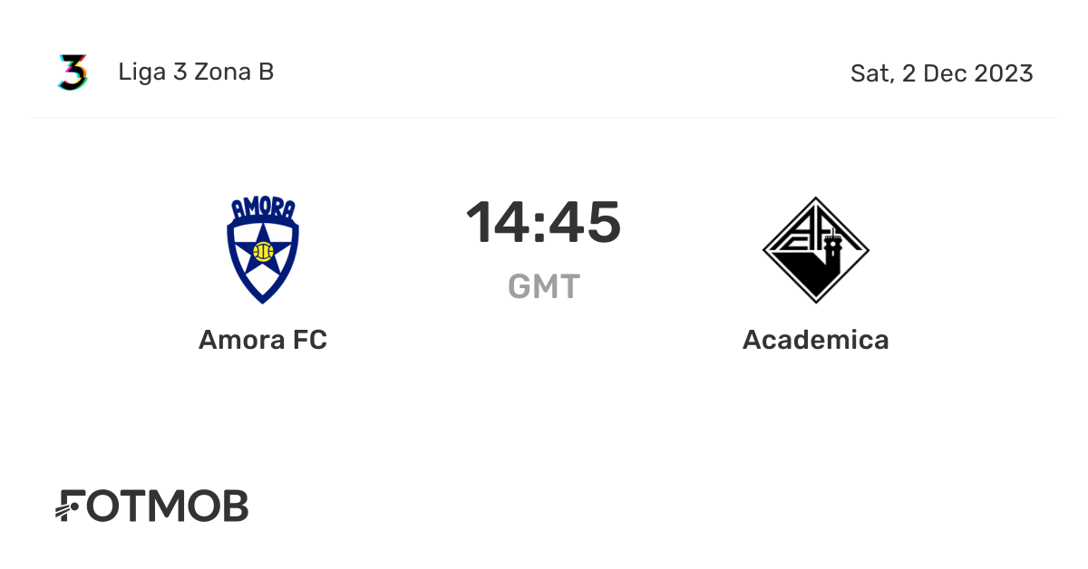 Amora FC vs Academica - live score, predicted lineups and H2H stats
