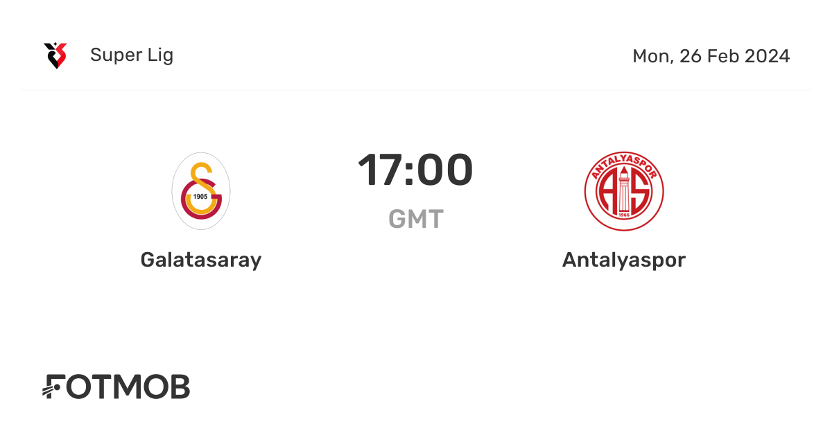 Galatasaray 대 Antalyaspor 실시간 점수 예상 스타팅 라인업 및 H2h 통계