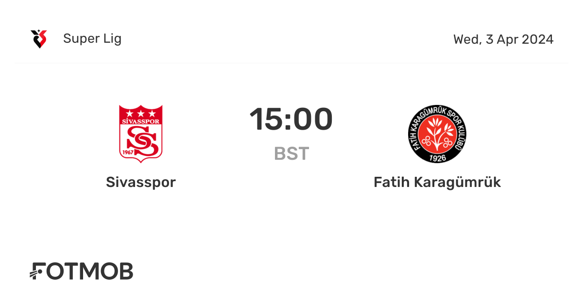 Sivasspor vs Fatih Karagumruk - live score, predicted lineups and H2H stats