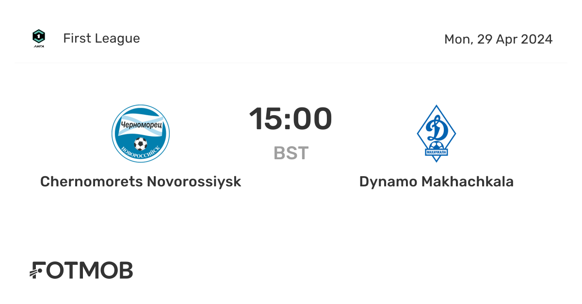 Chernomorets Novorossiysk vs Dynamo Makhachkala - live score, predicted ...