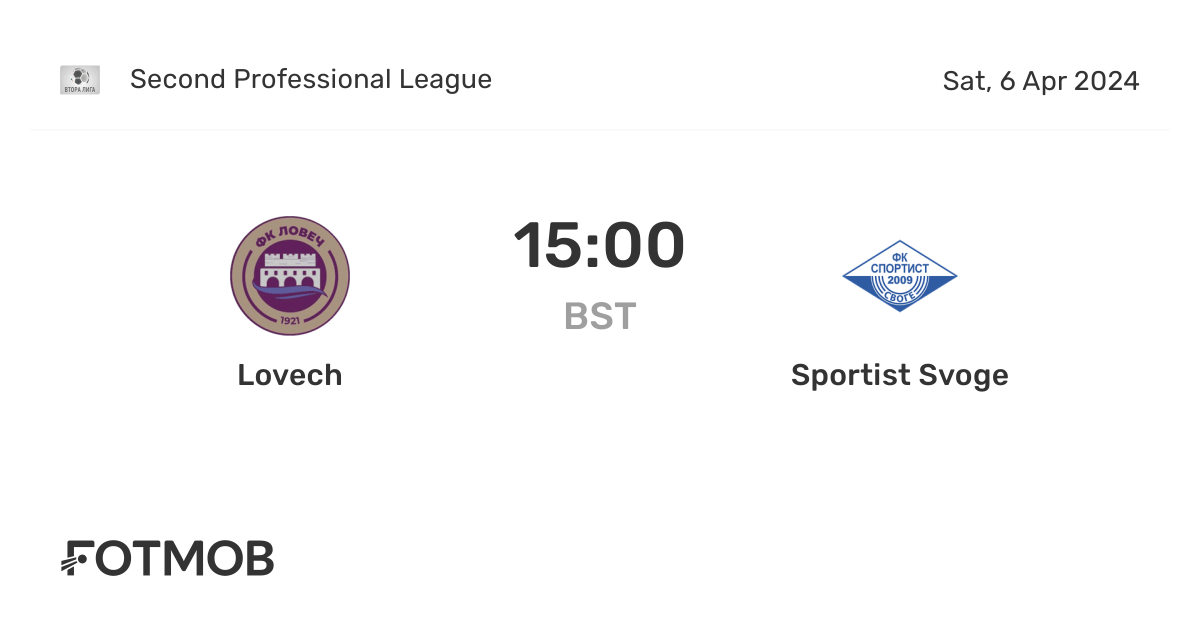 Lovech vs Sportist Svoge - live score, predicted lineups and H2H stats