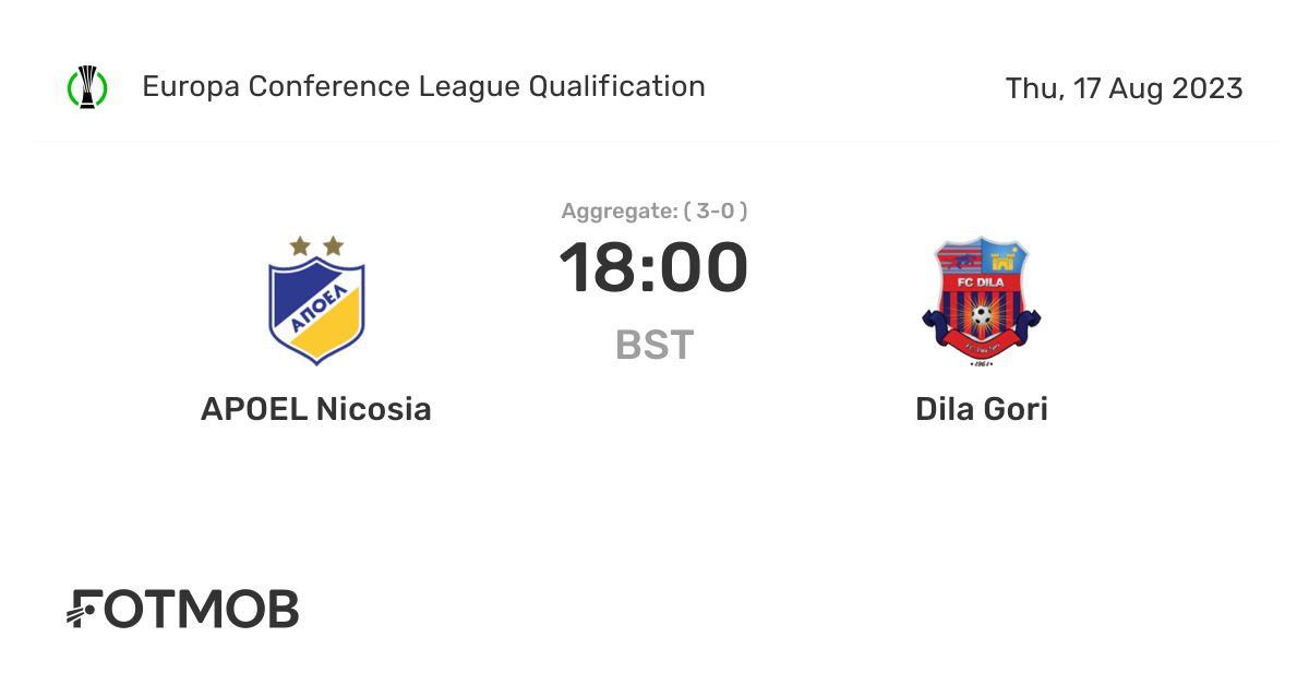 APOEL Nicosia vs Dila Gori - live score, predicted lineups and H2H stats.
