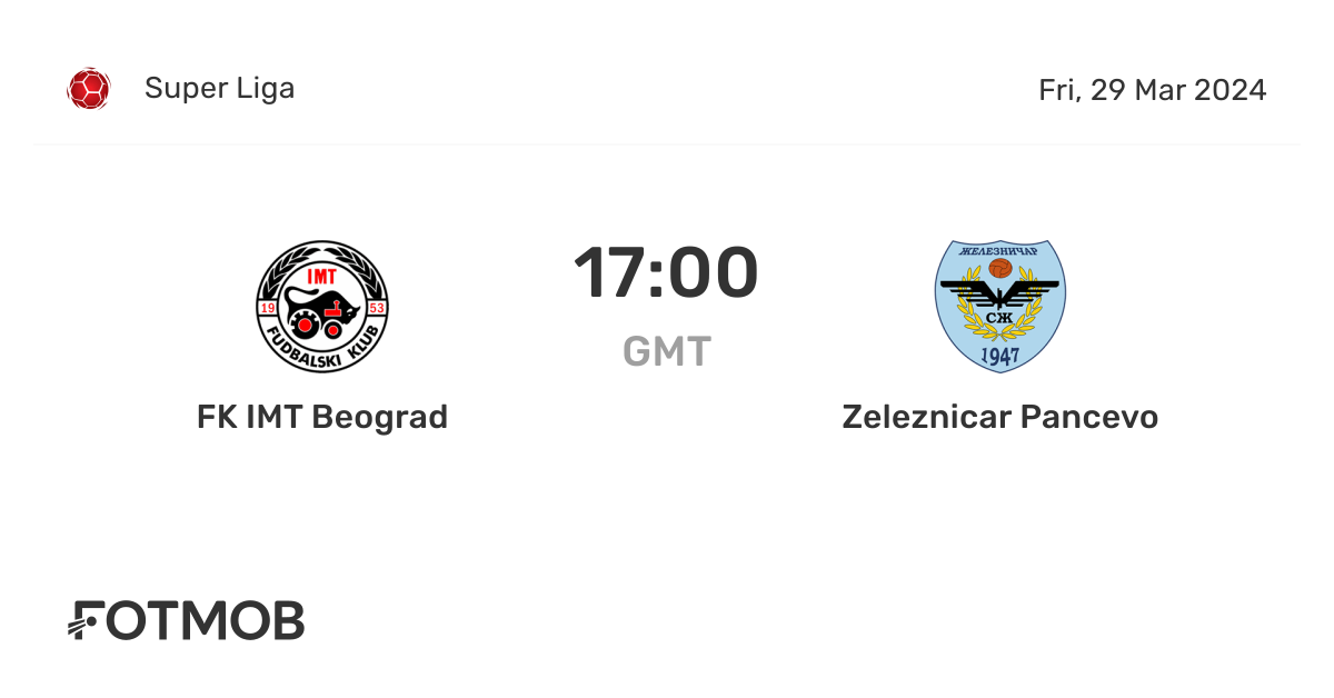 FK IMT Beograd vs Zeleznicar Pancevo - marcador en vivo, alineaciones ...