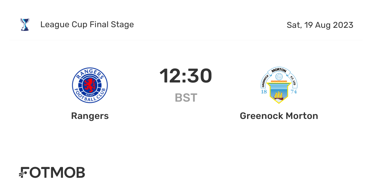 Rangers vs Greenock Morton - live score, predicted lineups and H2H stats